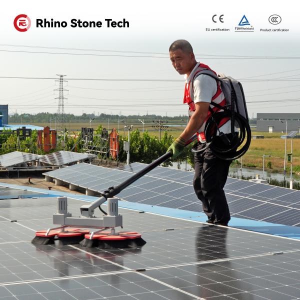 Quality Double Disc Solar Panel Rotating Brush Dirt Clear Pv Module Cleaning Anti Static for sale