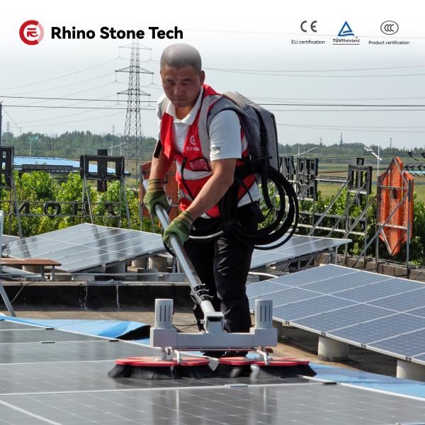 Quality CE Solar Panel Cleaning Brush Double Disc Rotating Brushes Red for sale