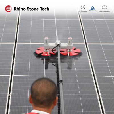 China Lithium Battery Solar Panel Cleaning Dual Rotating Brush and Telescopic Pole for Rooftop PV Systems for sale