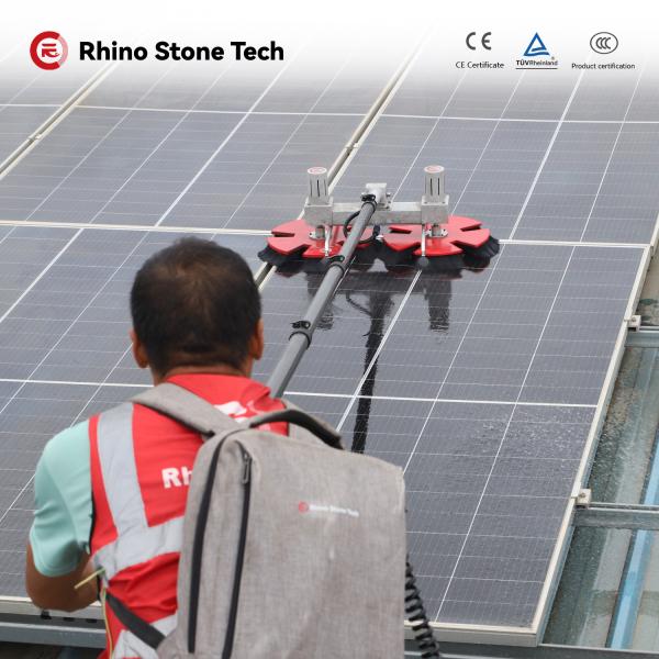 Quality Factory Direct Solar Cleaning Equipment Electric Photovoltaic Panel Cleaning Brush Double Head Solar Panel Cleaning Brush with Telescopic Rod for sale