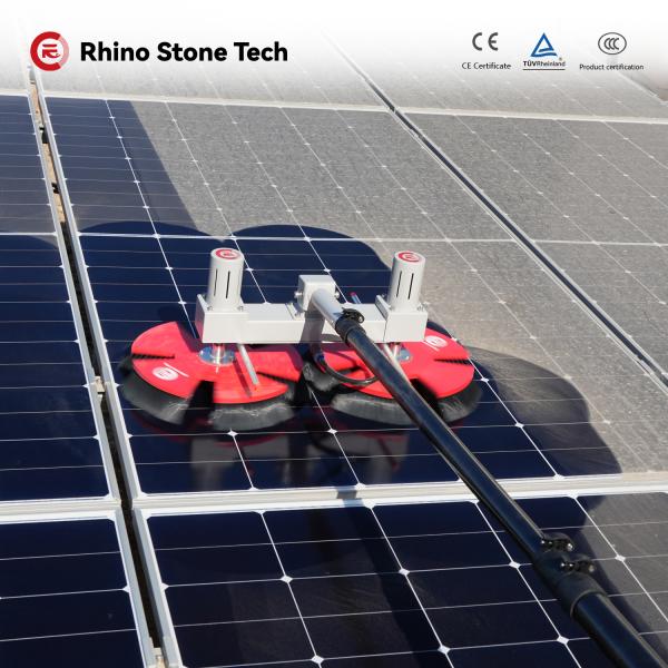 Quality Efficient Dual-Powered Solar Panel Cleaner Water Fed Pole Spin Cleaning Brush for sale