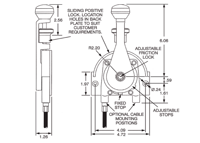 Push Pull / Pull Only Hand Control Lever For Commercial / Industrial Vehicles 6