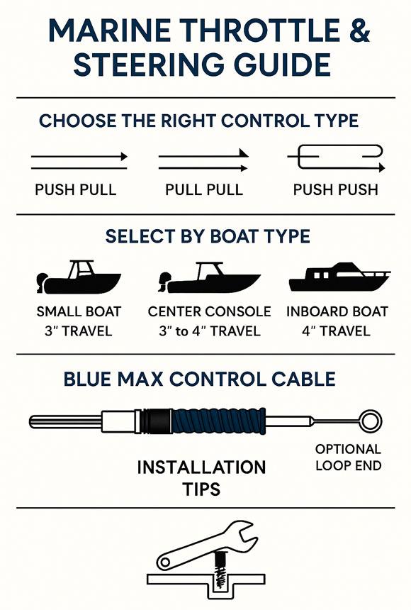Blue Max marine push-pull cable with structure labels