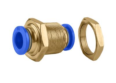 China PM Straight Pneumatic One Touch Bulkhead Union Air Fitting Push Quick Connect Tube for sale