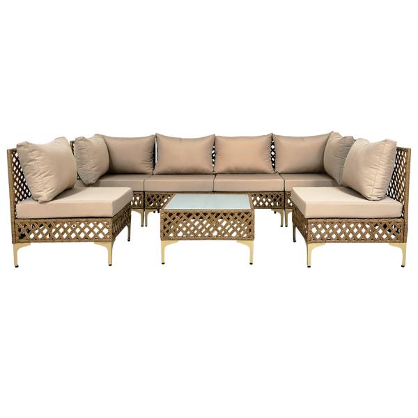 Quality 7 Pieces PE Wicker Sectional Outdoor Sofa with Coffee Table  Backyard Patio Furniture Sets for sale