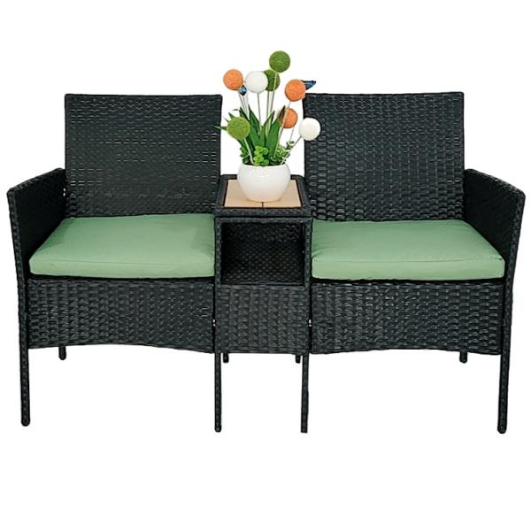 Quality Knock Down Structure High Quality Outdoor Patio Garden Wicker Chair Outdoor Furniture Rattan Love  Bench Chair for sale