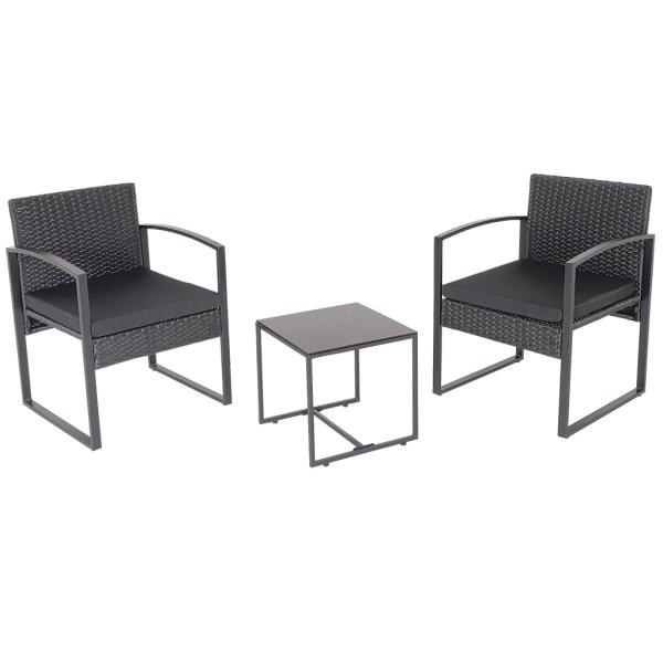 Quality 3 Pieces Outdoor Rattan Furniture Set, Patio Wicker Chair and Table Combo with Waterproof Cushions, Modern PE Weave Bistro Set for sale