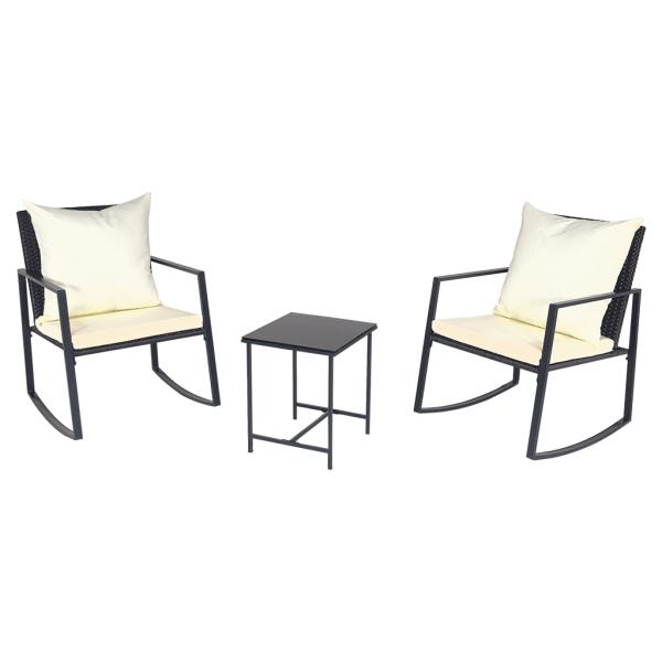 Quality Factory Wholesale Rattan Wicker Patio Furniture Set for Balcony, Garden, Pool Side  Outdoor Rocking Chair Set for sale