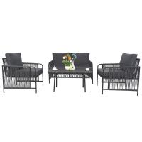 Quality Factory Wholesale Indoor Out Door Use Metal Frames Rope Conversation Sofa Set for sale