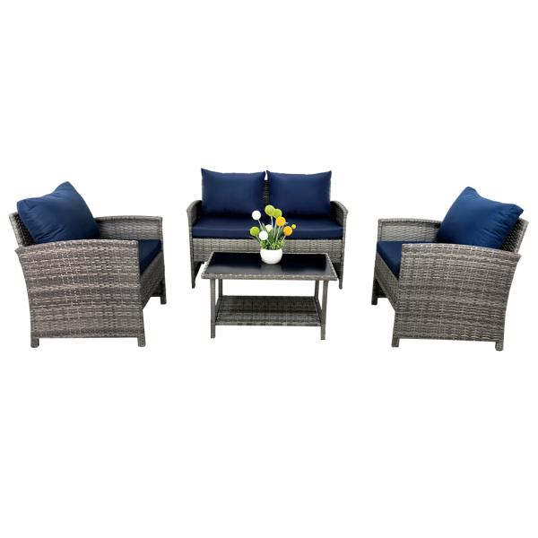 Quality Set of 4 Wholesale High Quality Good Price Steel Frame Rattan Garden Table and Chairs Hot Sale Promotion for sale