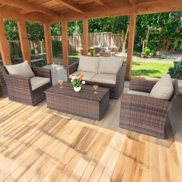 Quality Factory Direct Sales and Wholesale Set of  4 Luxury Patio Furniture Set Garden Furniture Outdoor Rattan Sofa for sale