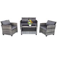 Quality Wholesale Manufacture Set of 4 Leisure Conversation Rattan Table and Chair with for sale