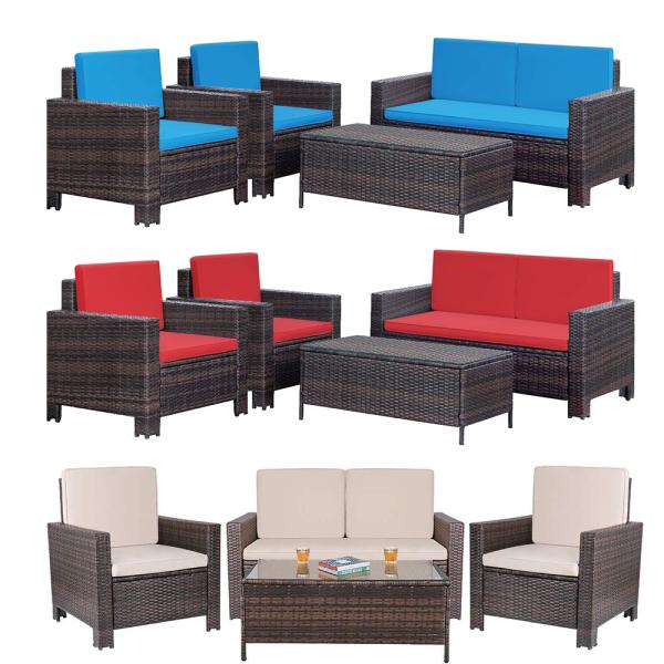 Quality Best Quality Promotional Modern Garden Courtyard Sectional Sofa Sets Outdoor Furniture 4 Pieces Patio Sofas with Coffee Table for sale