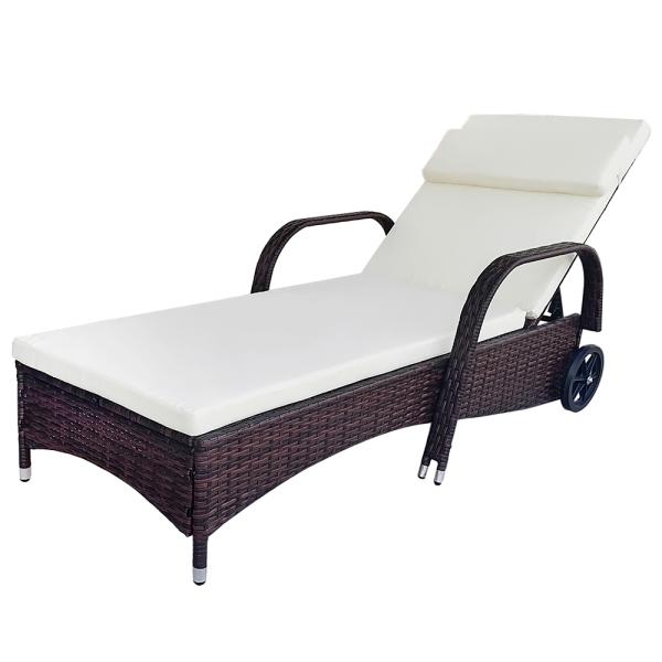 Quality Factory Wholesale Leisure Living Outdoor Furniture Rattan Sun Bed Lazy Bed Mail Box Packing Weather Resistance Chaise Lounge for sale