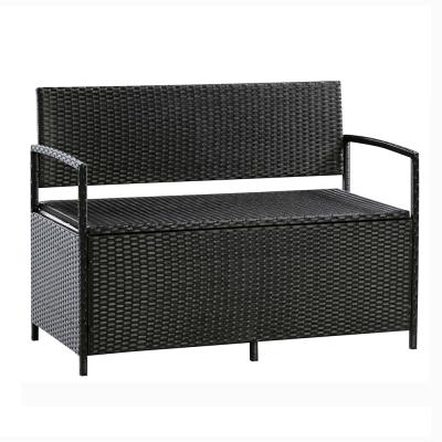 China Garden Furniture Bistro Set Wicker Chair Hot Sale Iron Outdoor Rattan Seat Storage Function Chair Loveseat Storage for sale