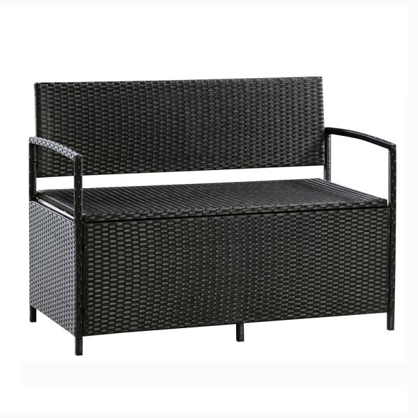 Quality Garden Furniture Bistro Set Wicker Chair Hot Sale Iron Outdoor Rattan Seat Storage Function Chair Loveseat Storage for sale
