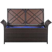 Quality Wholesale Price High Quality Steel Frame Rattan Storage Bench Outdoor Furniture for sale