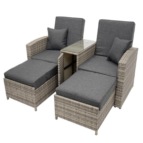 Quality Swimming Pool Chaise Lounge Plastic Rattan Outdoor Furniture Multi-Function Chair Stool Storage Box Table for sale