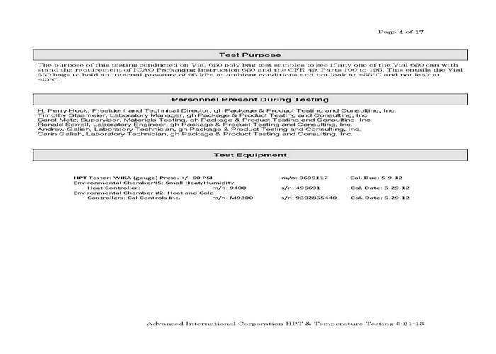 Test Report - Advance International Corp