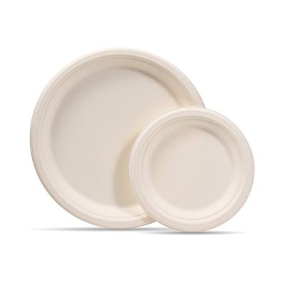 China Renewable 8in 10in Biodegradable Bagasse Tableware Plate Pfas Free Take Out Containers for sale