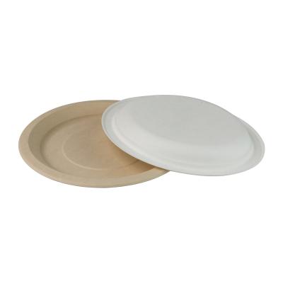 China Renewable 8in 10in Biodegradable Bagasse Tableware Plate Pfas Free Take Out Containers for sale