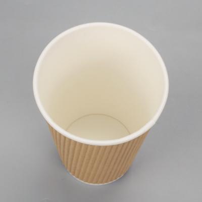 China Parede reciclável do Tripple dos copos de papel da ondinha do PLA 12oz Kraft de 90MM picosegundo para o café à venda