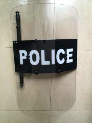 China Double handles Police Anti Riot Shield with baton holder and cup for sale