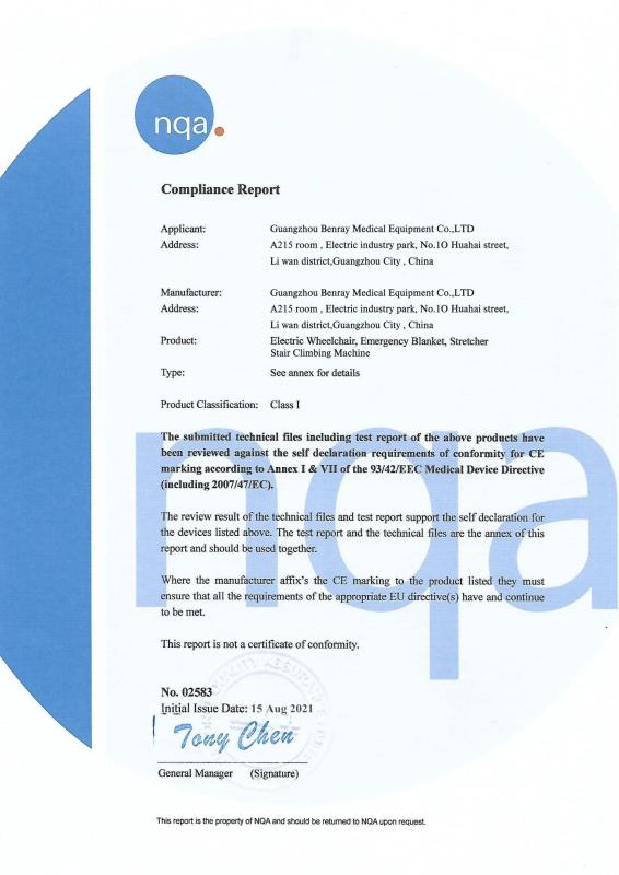 CE - Guangzhou Benray Medical Equipment Co., Ltd.