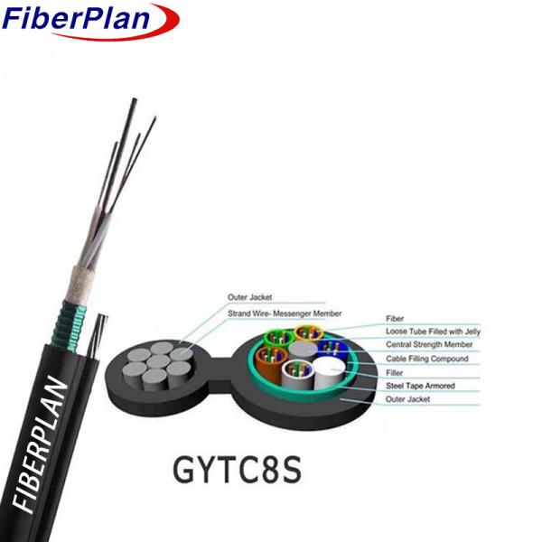 Quality GYTC8S Armored Outdoor Figure 8 Self Supporting Fiber Optic Cable 6 Core for sale