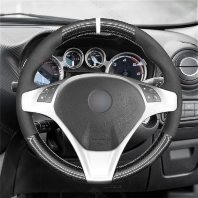 China Zwarte suede auto stuurwiel hoes voor Alfa Romeo Giulietta 2010-2014 MiTo 2008 2009-2011 2012-2015 Te koop