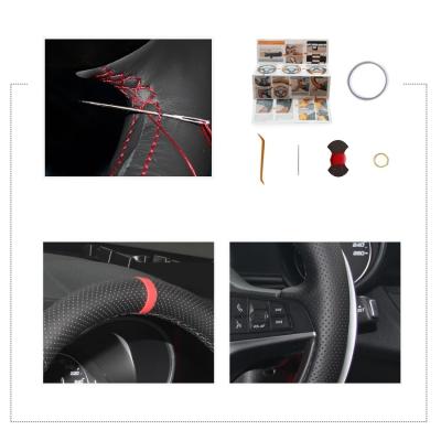 Cina Copertura del volante personalizzata per Alfa Romeo Giulia Stelvio 2017 in pelle finta tutta nera in vendita