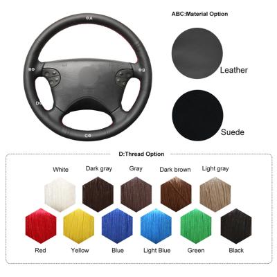 Cina CLK-Class W208 C208 E-Class W210 G-Class W463 2000 2001 2002 2003 Copertura del volante a cucitura a mano su misura in vendita