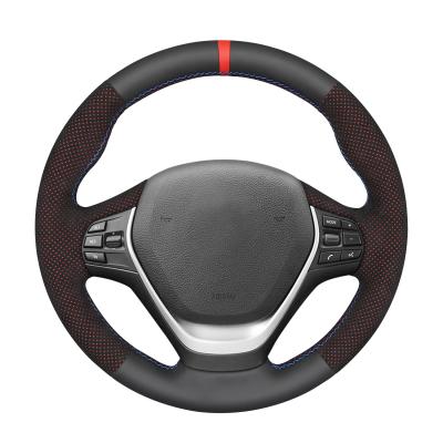 中国 手縫い 柔らかい スウェード レザー ストライプ BMW M スポーツ ステアリングホイールのカバー DIY 販売のため