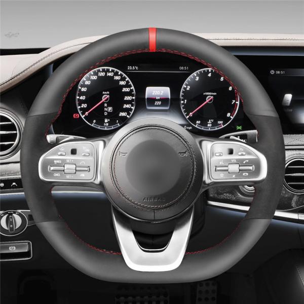 Quality Red Thread Steering Wheel Cover for Mercedes Benz A250 W177 C118 W205 C257 W213 for sale