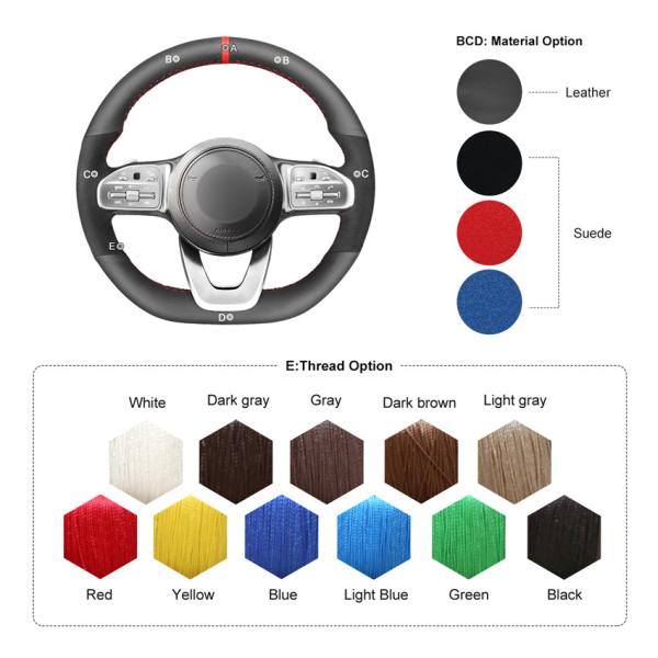 Quality Red Thread Steering Wheel Cover for Mercedes Benz A250 W177 C118 W205 C257 W213 for sale
