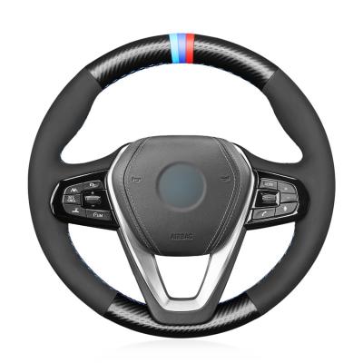 Cina Copertura del volante suede al caffè per BMW Serie 5 6 7 G30 G31 G32 G11 G12 X3 G01 X4 G02 X5 G05 2017 2018 2019 in vendita