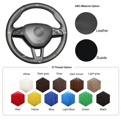 Cina Copertura del volante in pelle per Skoda Octavia Fabia Rapid Spaceback Superb 2016 2017 in vendita