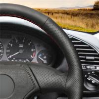 China BMW E36 E46 E39 8 Series White Thread Custom Leather Stitched Car Steering Wheel Cover for sale