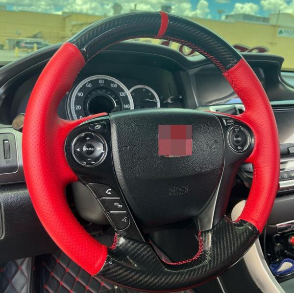 Quality Hand Stitched Leather Steering Wheel Cover for Honda Accord 9 Crosstour Pilot for sale