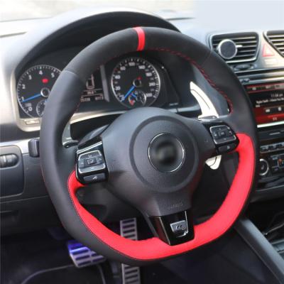 Cina Volkswagen Scirocco R Passat CCR-Line 2010 Copertura del volante in pelle rossa in vendita