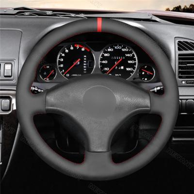 China Cobertura do volante de camiseta preta para Honda Civic 6 EK CTR EK3 EK4 Tipo R Sir EK9 à venda