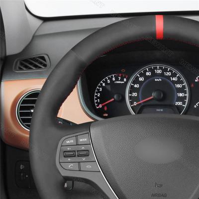 中国 パーソナライズ ブラック スウェード ハンドシューティング ステアリングホイールのカバー ハンダイ i10 i20 2013-2020 販売のため