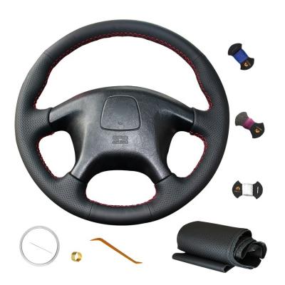 China MEWANT New Fashion Personalized Black Lace Up Leather Steering Wheel Cover Wholesale Price For Mitsubishi Pajero Sport L200 for sale