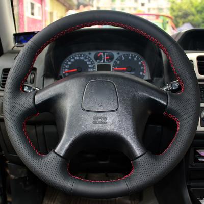 China MEWANT New Fashion Personalized Black Lace Up Leather Steering Wheel Cover Wholesale Price For Mitsubishi Pajero Sport L200 for sale