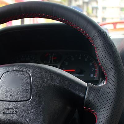 China MEWANT New Fashion Personalized Black Lace Up Leather Steering Wheel Cover Wholesale Price For Mitsubishi Pajero Sport L200 for sale
