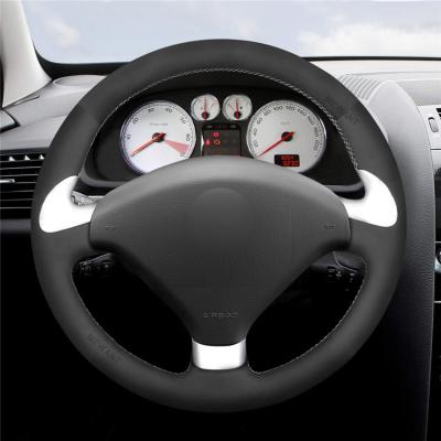중국 MEWANT Peugeot 307 CC 자동차 액세서리 내부 땀 방지 얇은 랜스 업 가죽 탄소 섬유 스티어링 휠 커버 판매용