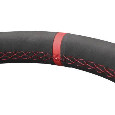 Cina Cuffia del volante a cucitura a mano in suede morbido nero per Mitsubishi Lancer Evolution EVO 7 8 9 MR M 2003 2004 2005 2006 2007 in vendita