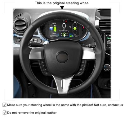 China New Template Arrival Hot Sale Black Faux Leather Custom Steering Wheel Cover For Chevrolet Spark 2010-2015 / Spark EV 2014-2016 for sale