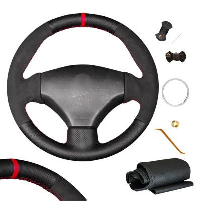 China Echt leer suede zwart uniek ontwerp zacht stuurwiel deksel voor Peugeot 206 1998 1999 2000 2001 2002 2003 2004 2005 Te koop