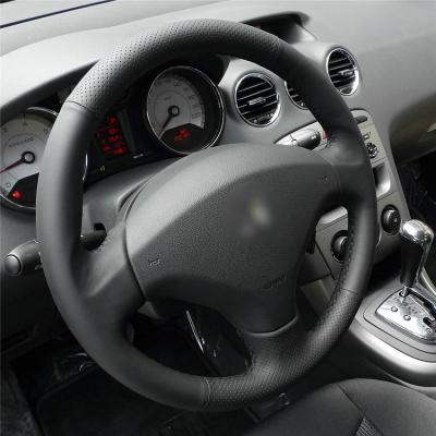 Cina Accessori per interni auto Nero cuoio artificiale cucitura a mano fai da te copertura del volante per Peugeot 408 308 in vendita